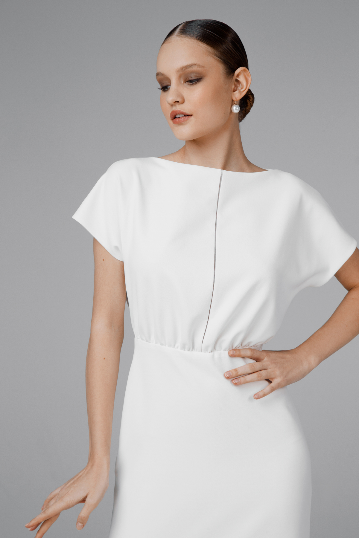 Minimalist Crepe Wedding Dress Livi Piondress Minimalist Crepe Wedding Dress Livi Piondress