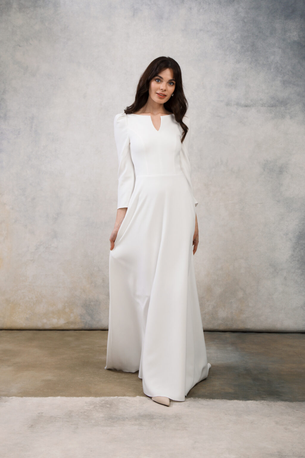 Simple Modern Wedding Dress with Sleeves and Keyhole Neckline - Paloma ...