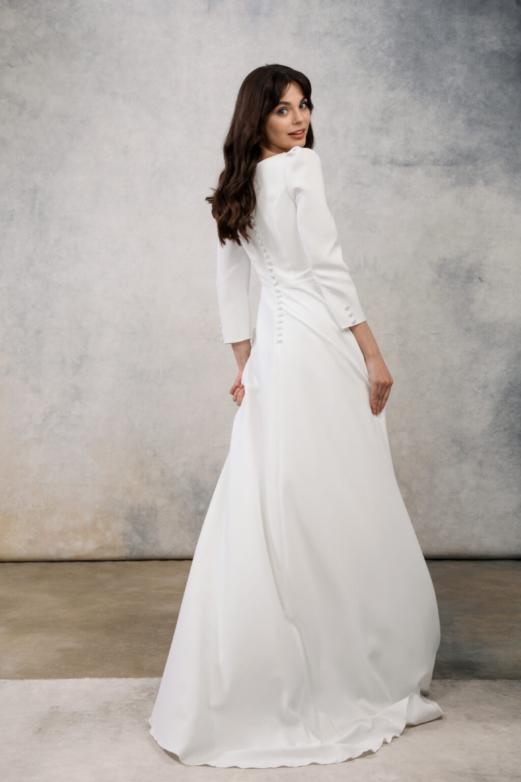 Simple Modern Wedding Dress with Sleeves and Keyhole Neckline - Paloma ...