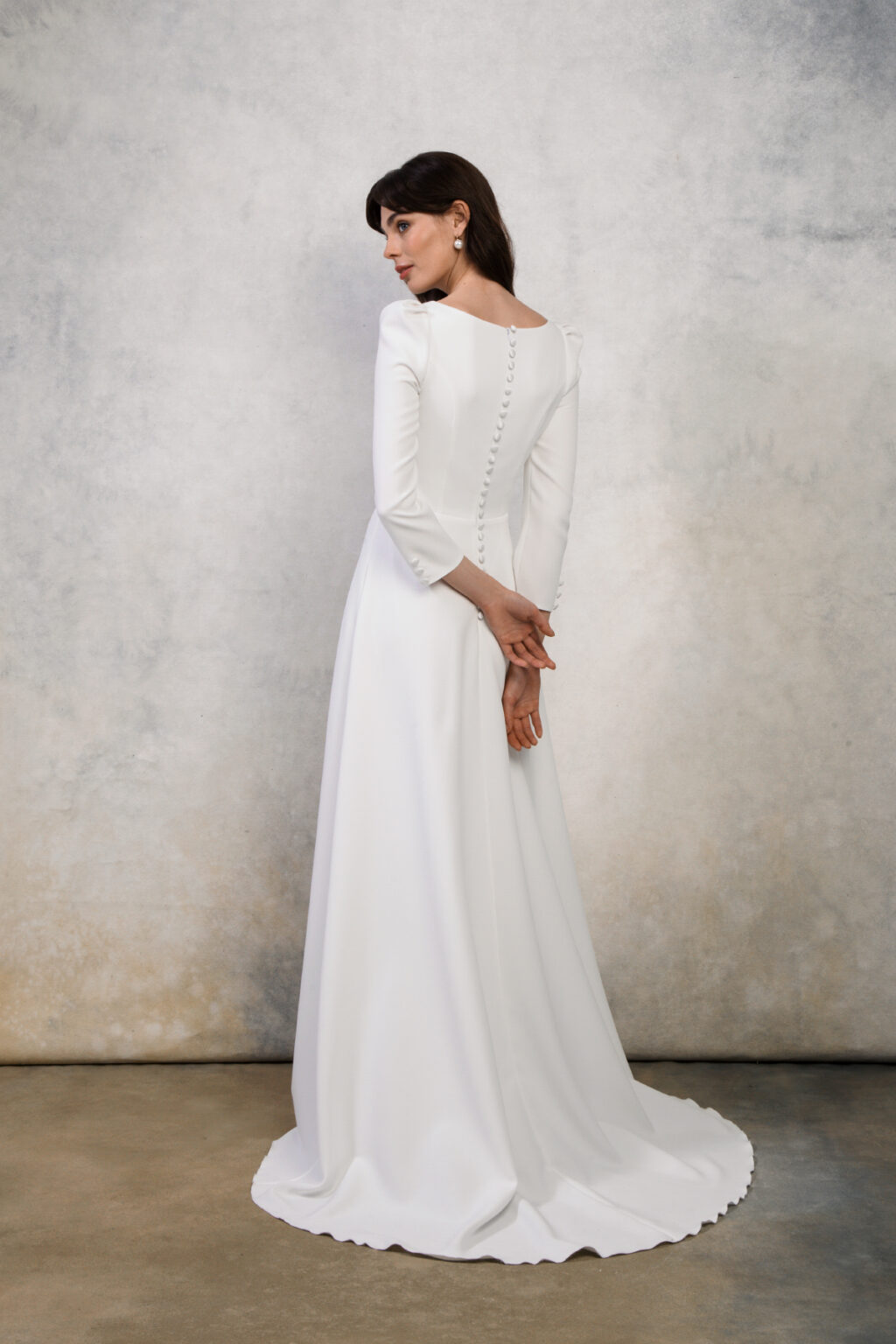 Simple Modern Wedding Dress with Sleeves and Keyhole Neckline - Paloma ...